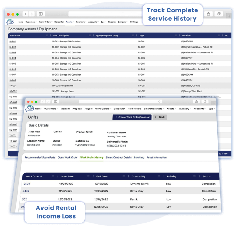 Equipment Service Tracking Software for Maintenance Conditions