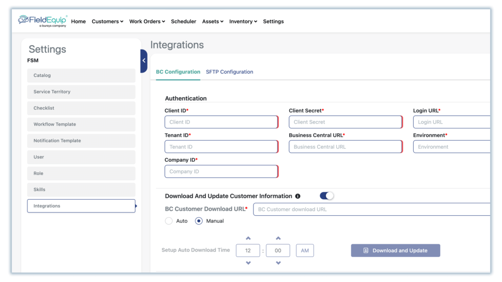 Microsoft Business Central Integration with FieldEquip FSM