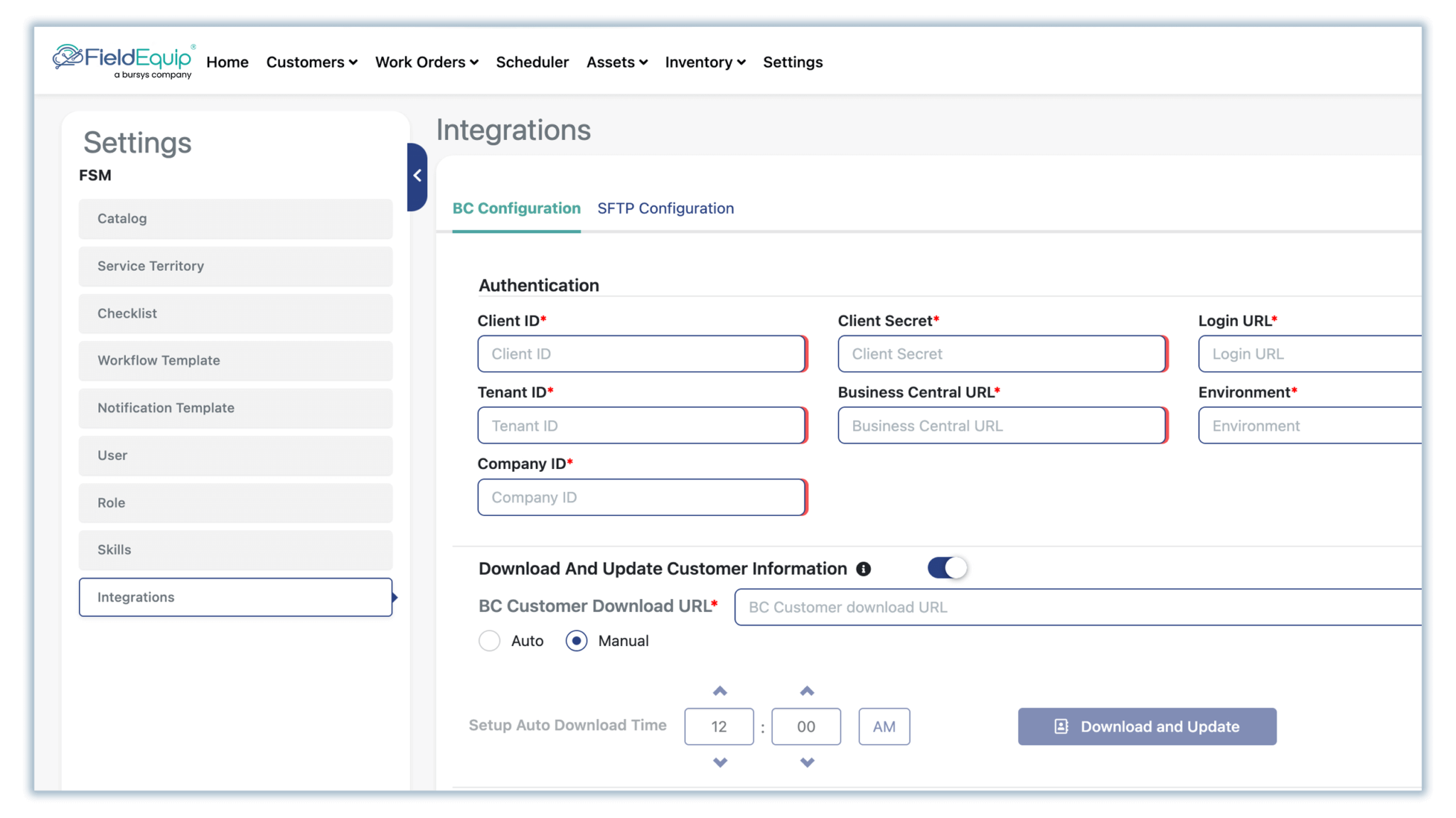 Microsoft Business Central Integration with FieldEquip FSM